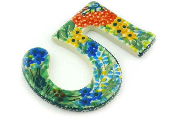 Polish Pottery 4-inch House Number FIVE (Five) Garden Delight UNIKAT ...