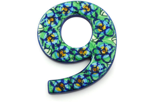 Polish Pottery 4-inch House Number 9 (Nine) Mardi Gras UNIKAT ...