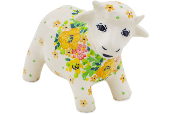 Polish Pottery 5" Cow Figurine Bright Spring UNIKAT – CeramikaArtystyczna