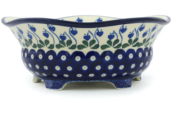 Polish Pottery 10" Scalloped Bowl Bleeding Heart Peacock ...