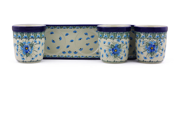 Polish Pottery 12" Set of 3 Planters Forget Me Not UNIKAT ...