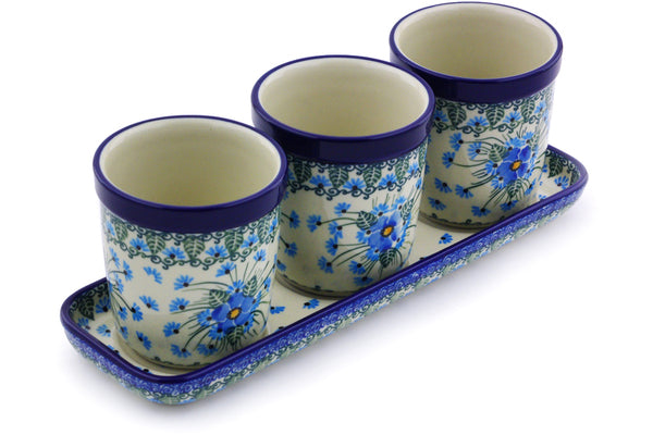 Polish Pottery 12" Set of 3 Planters Forget Me Not UNIKAT ...