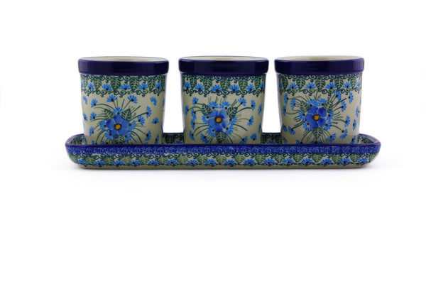 Polish Pottery 12" Set of 3 Planters Forget Me Not UNIKAT ...