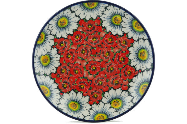 Polish Pottery 10½-inch Dinner Plate Sweet Red Petals UNIKAT ...