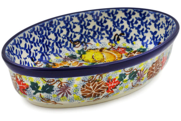 Polish Pottery 6" Condiment Dish Autumn Falling Leaves UNIKAT ...