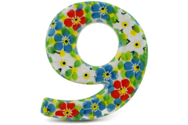 Polish Pottery 4-inch House Number 9 (Nine) Colorful Dizziness UNIKAT ...